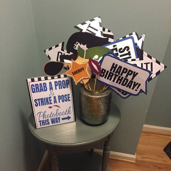 35 Cops and Robbers Party Props, Police Party Theme Photo Booth Props ...