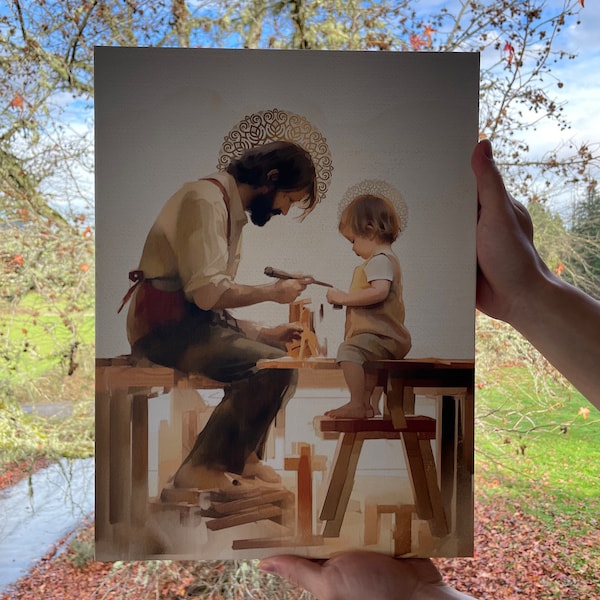 St. Joseph and Baby Jesus Canvas Prints, Saint Art, St. Joseph Canvas ...