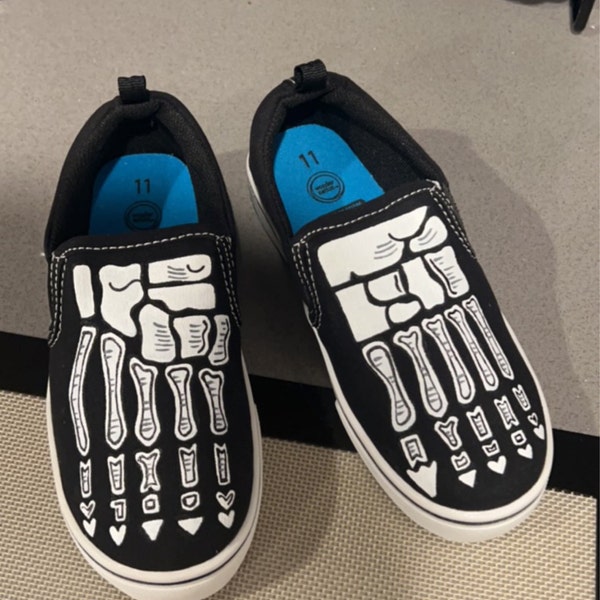 Hand PAINTED HALLOWEEN SHOES, Skeleton Feet Shoes, Baby/toddler, Child ...