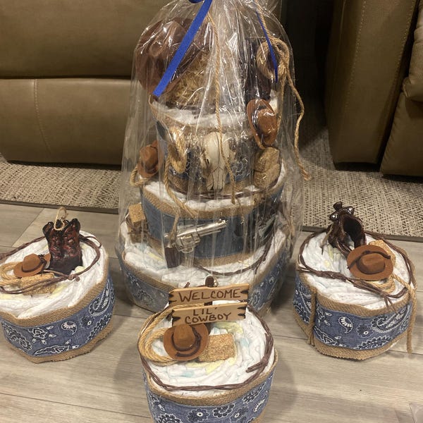 Cowboy Theme Diaper Cake-western Diaper Cake-cowboy Theme Baby Shower ...