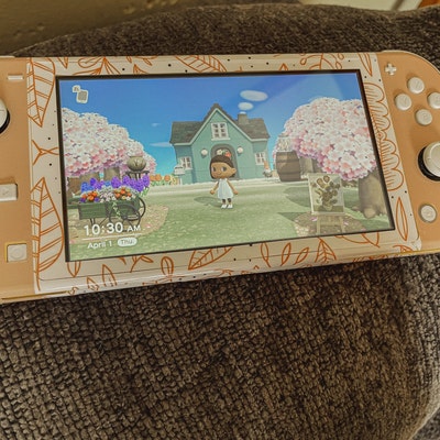 Beige Floral Pattern Nintendo Switch Vinyl Sticker Beige Solid Colors ...