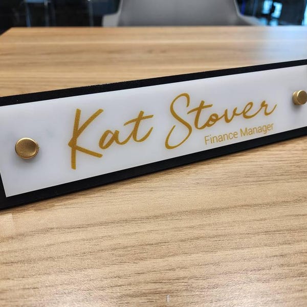 Desk Name Plate Office Supply Personalized Secretary Sign Gift Custom ...