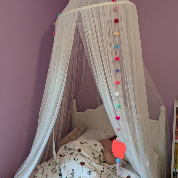 Kids Bed Canopy for Girls, Soft Smooth Play Tent, Crib Netting, Reading ...
