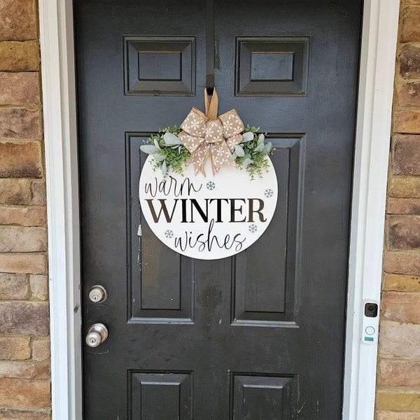 Winter Front Door Decor | Warm Winter Wishes | Winter Front Door Wreath ...