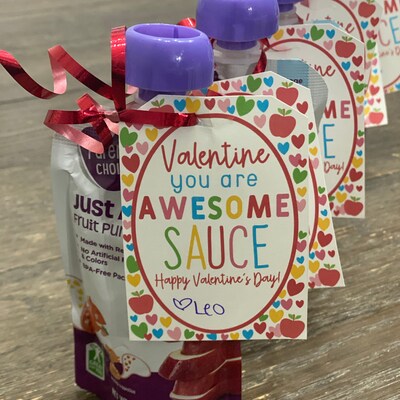 Applesauce Valentine's Day Printable Tag Awesome Sauce Valentine Class ...