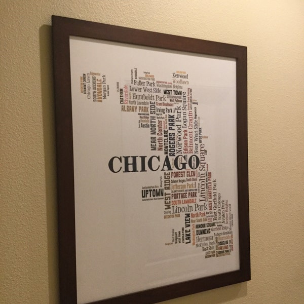 Chicago Map Art, Chicago Art Print, Chicago Neighborhood Art Print ...