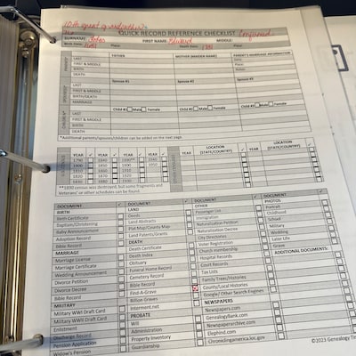 Useful Genealogy Checklist Fillable US Letter-sized Printable to Make ...