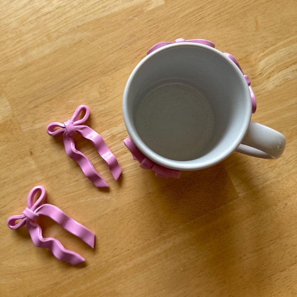 Coquette Pink Bow Mugs/ Cute Ceramic Mug/ Girly Pop Coffee Mug/ Bow ...