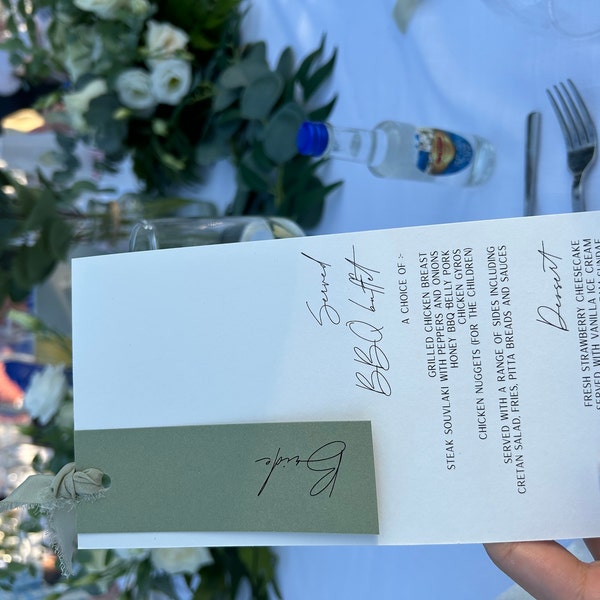 Personalised Wedding Menus With Guest Name Tag, Wedding Place Cards ...