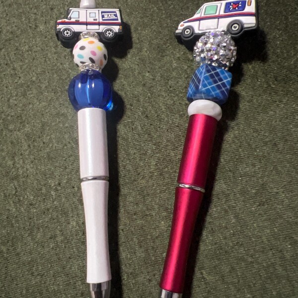 Pig Ink Pen // Silicone & Acrylic Beads Beaded Ink Pen // Many Options ...