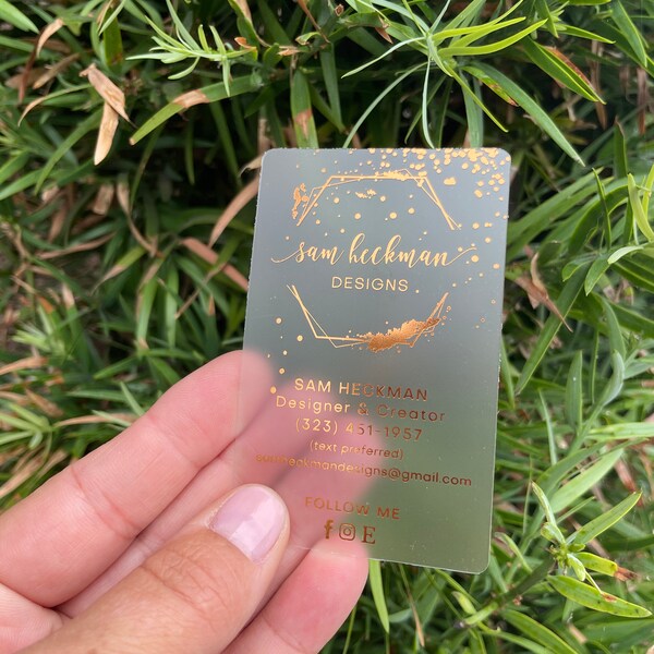 200 Business Cards - Frosted Plastic Stock - Copper Rose Red Gold ...