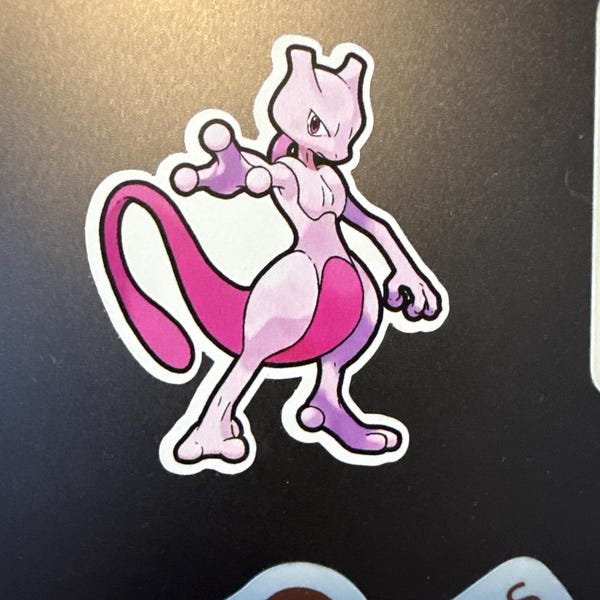 Mewtwo Cute Anime Sticker | Waterproof Vinyl Decal for Laptop, Water ...