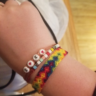 Rainbow Glittery Friendship Bracelet, Arrow Pattern Tie Bracelet or ...