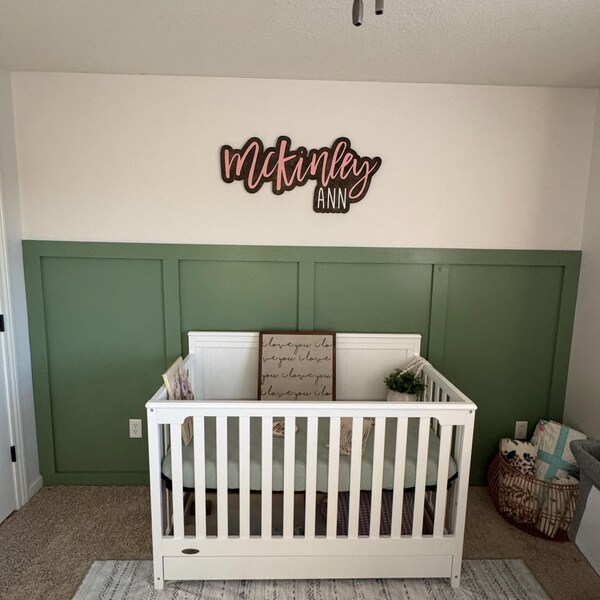 Large Wood Name Sign, Nursery Name Sign, Hunter Nursery , Above Crib ...