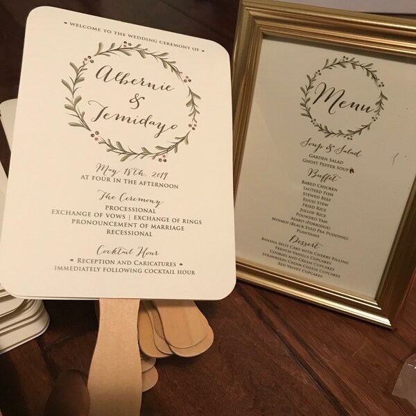 Wedding Program Fans Wooden Sticks Included - Wedding Program Fans ...