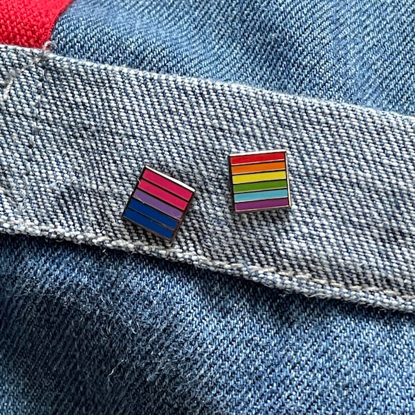 Mini Bisexual Flag Pin — LGBT Pride Rainbow Badge Stud Lesbian Gay ...