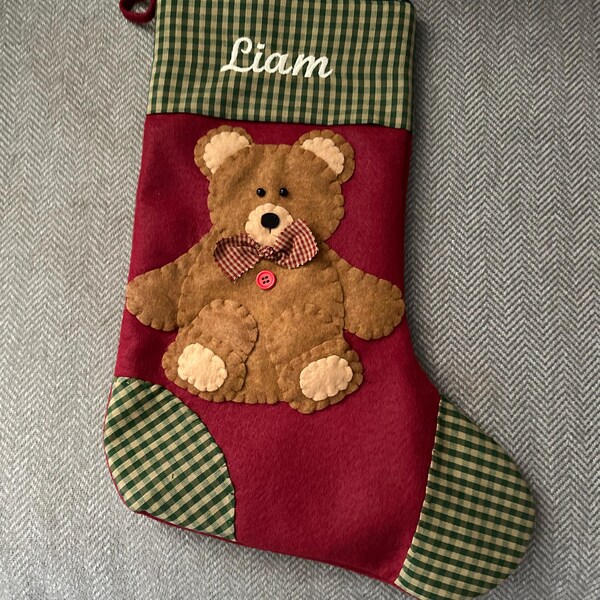Teddy Bear Stocking, Teddy Bear Christmas Stocking, Stocking With Teddy ...