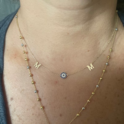 14k Solid Gold Initial Necklace , Name Necklace, Personalized Jewelry ...