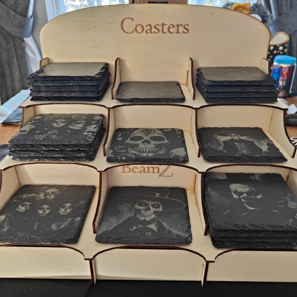 9 Pocket Retail Coaster Counter Display Stand, 4x4 Inch Pockets - Laser ...