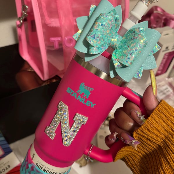 Stanley Tumbler Bow Straw Topper Pink Blue Black White Stanley Cup Bow ...