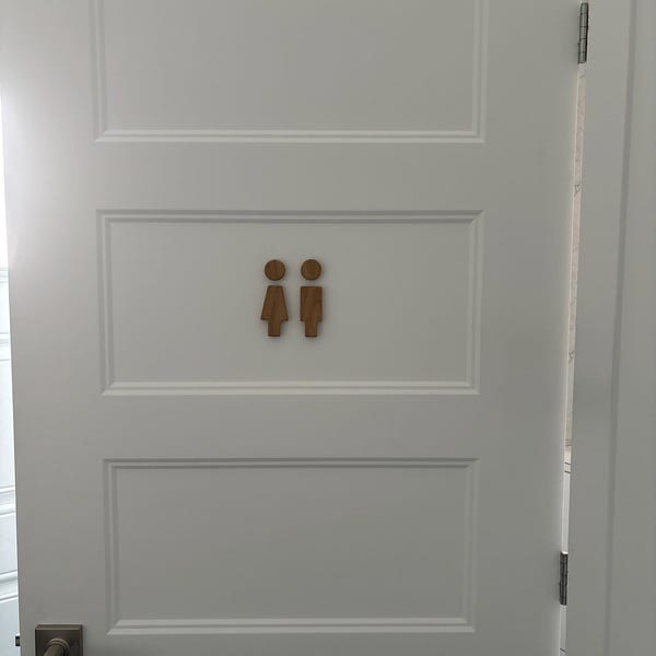 Natural Oak Wood Restroom Sign, Wooden Door Plate, Male and Female ...