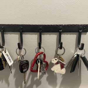 Rustic Flower Hanger Key Rack, Jewelry Organizer Hammered Metal Hooks ...