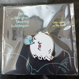 Glow in the Dark Blue Bubblegum Ghost Enamel Pin - Etsy