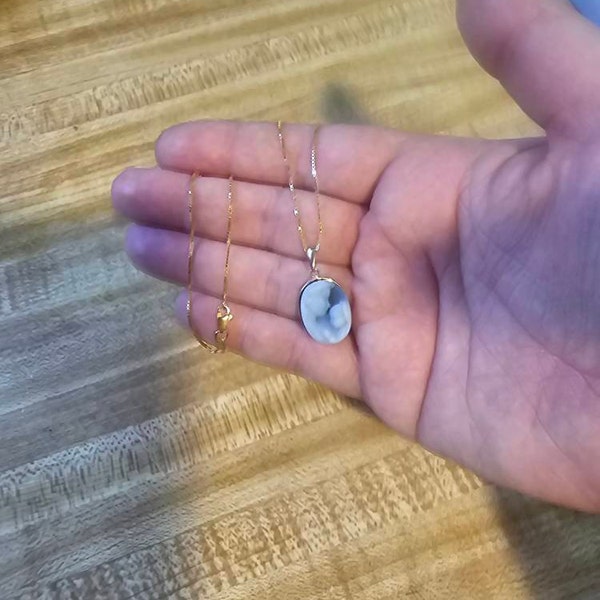 14K Yellow Gold Bell Conch Shell Cameo With Leather Blend Necklace With ...