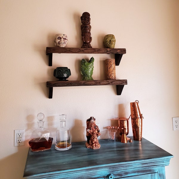 Pair of Handmade Carved Wood Mug Witco Style Tiki Shelves - Etsy
