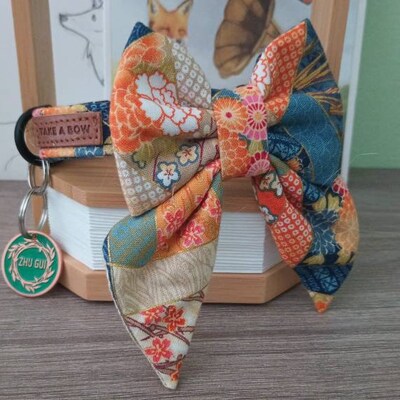 KAWA BELLIS BLUE Japanese Cat Collar Bowtie Set // Take A Bow Handmade ...