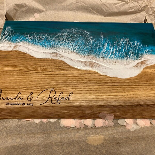 Wood Live Edge Floating Shelves With Ocean Waves Coastal Beachy Room ...