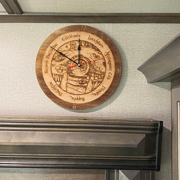 Shire Clock- Wood Hobbit Clock- Second Breakfast Lord of the Rings- 12 ...