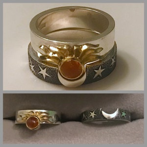 Sun and Moon ECLIPSE Engagement Ring and Wedding Band Set in 18K & 14K ...