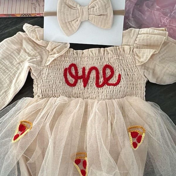 First Birthday Dress, Hand-embroidered Baby Name Outfit, Personalized ...