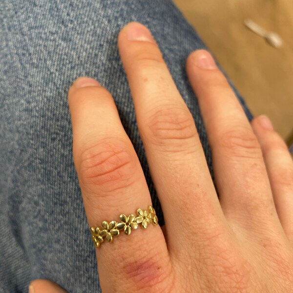 14k Solid Gold Premium Good Luck Ring Minimalist Ring Real Gold Dainty ...