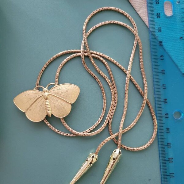 HANDMADE Brass Butterfly Snake Chain Bolo Vintage INSPIRED 33” Modern ...