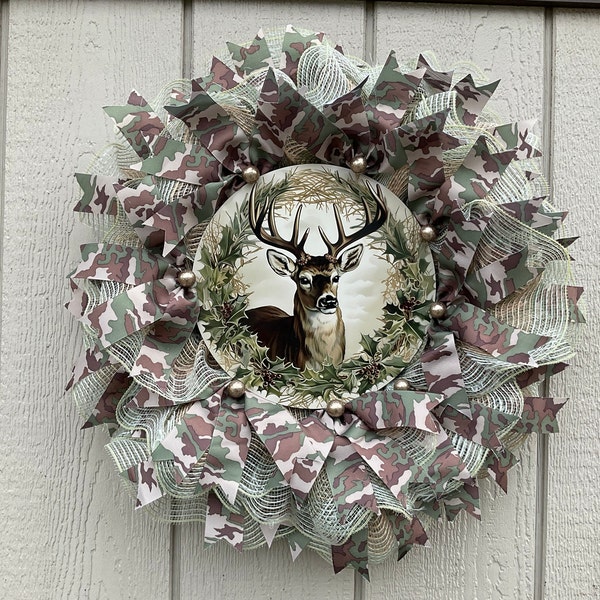 Round Deer Wreath Sign, Winter Wreath Sign, Personalize It by Pam, Door ...
