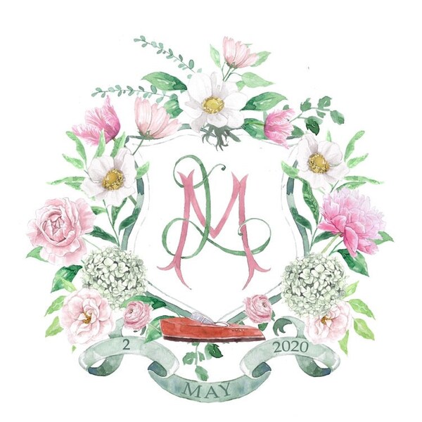 Bespoke Rich Floral Wedding Crest Baroque Inspired Crest Heraldry Rich ...