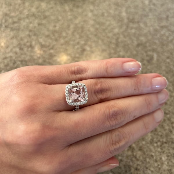 Radiant Cut Ring, Elongated Radiant Cut Engagement Ring 18K White Gold ...