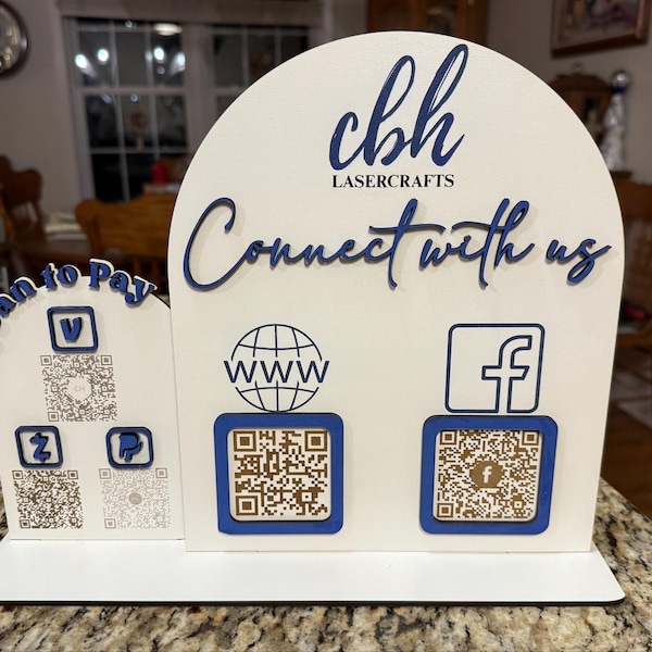 Connect With Us QR Code Sign Laser Cut File, Sign SVG, Glowforge File ...