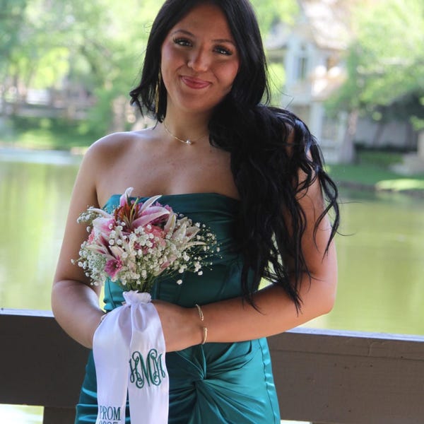 SATIN Monogram Nosegay Ribbon - Prom/homecoming/hoco/school Dance - Etsy