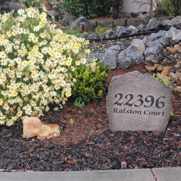 Street Address Stone Elegant - Engraved Rock - Personalized Garden ...