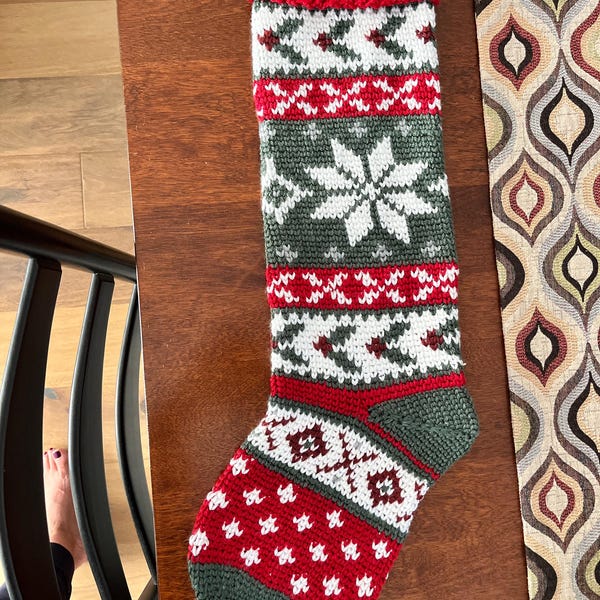 Holly Jolly Heirloom Stocking - Crochet Pattern Only - Crochet ...