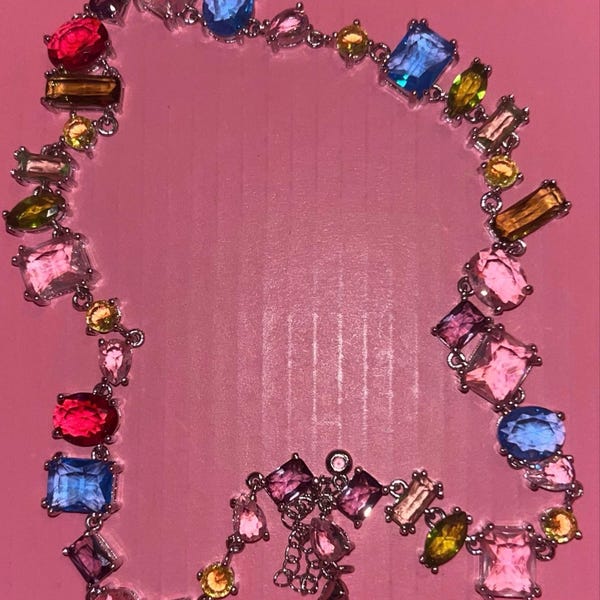 Y2K Black Diamond Handmade Star Chain Necklace,chain Necklace With ...