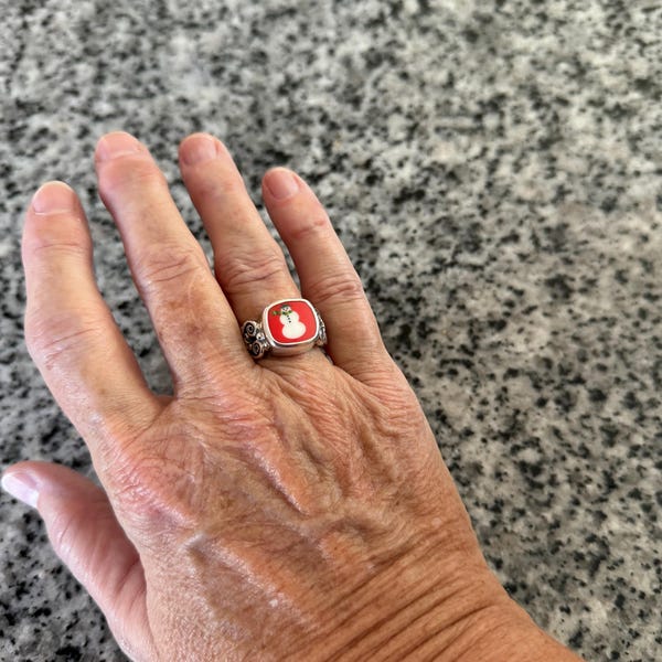 Size 7 Broken China Jewelry Old Country Roses Backstamp Sterling Ring ...