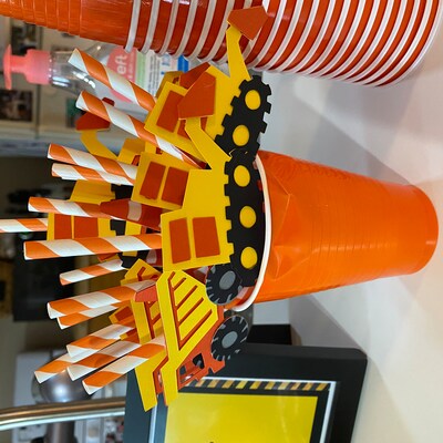 6 Construction Zone Paper Cut Outs, Dump Truck, Bulldozer, Construction ...