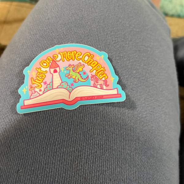 Just One More Chapter, Book Lover Sticker, Reading Sticker, Sticker for ...