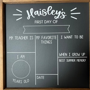 First Day of School Chalkboard Personalized Framed Double Sided First ...