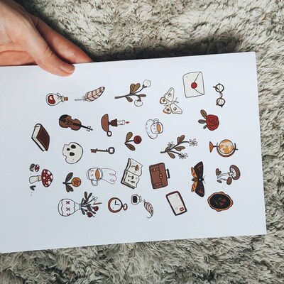 Printable Dark Academia Stickers, Bullet Journal, Bujo Stickers ...