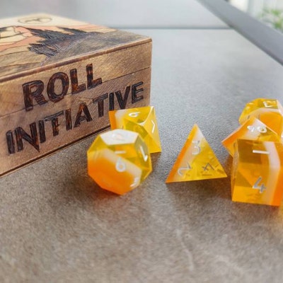 Orange Cream Soda Dice Handmade Resin Sharp Edge Dice Set for Dnd, D&D ...